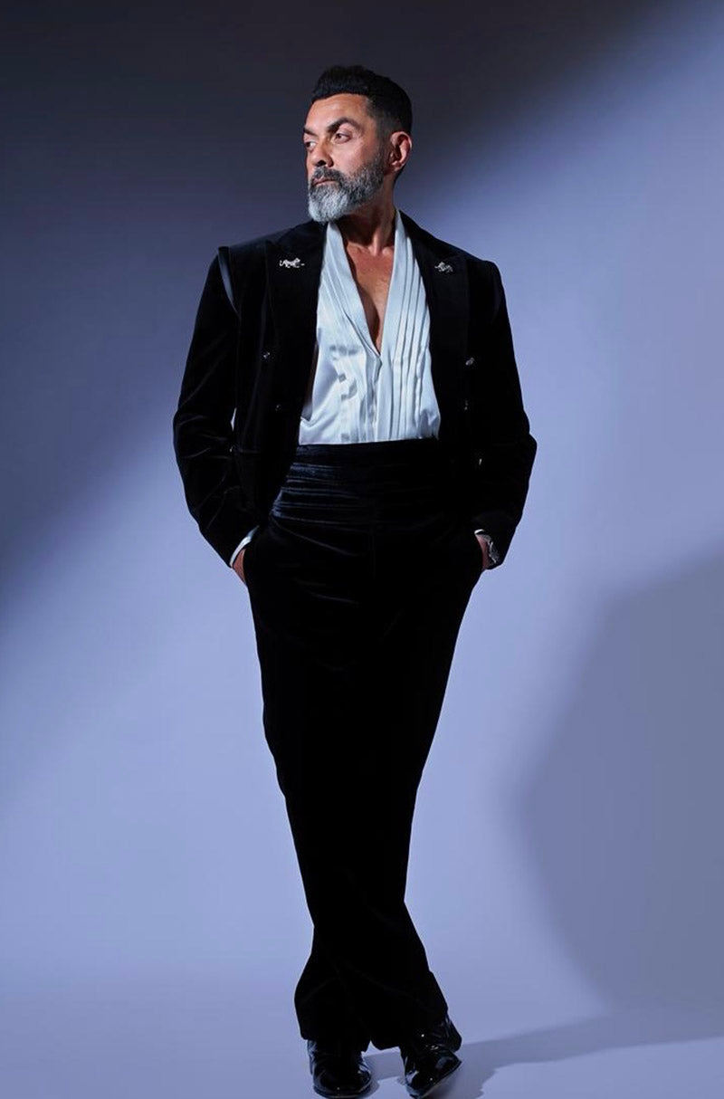 Bobby Deol in our Black Cropped Velvet Tuxedo Set – Manish Malhotra