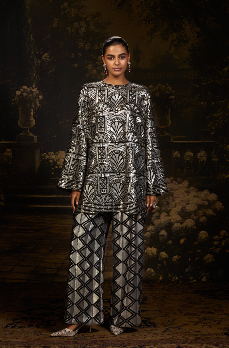 Black-Silver Kurta & Pant Set – Manish Malhotra