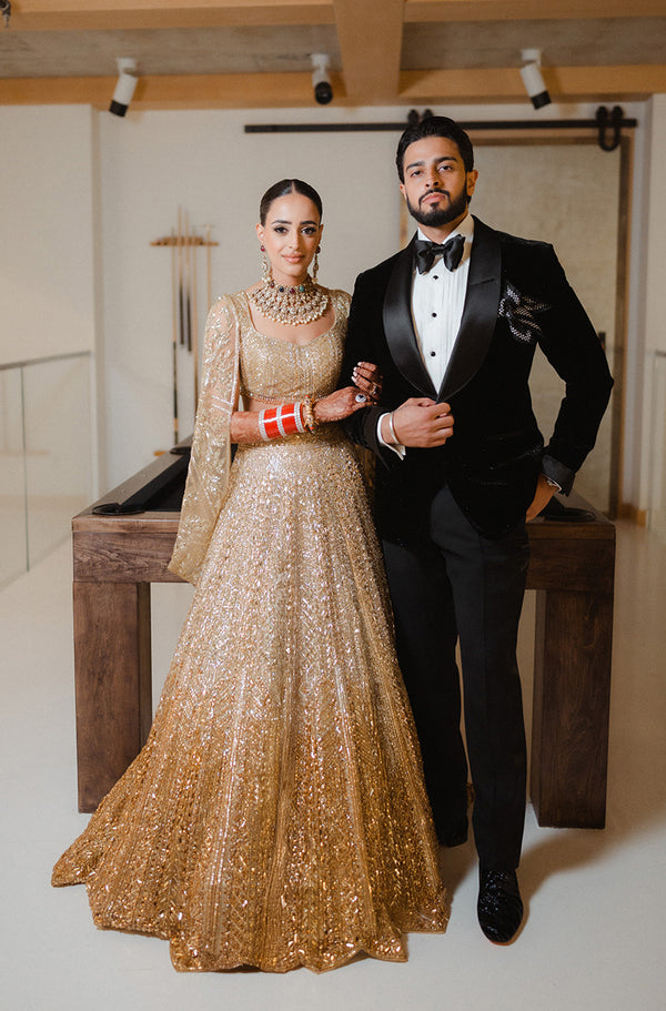 Bride: Amit Natt Grewal in our Gold Ombré Embroidered Lehenga Set ...